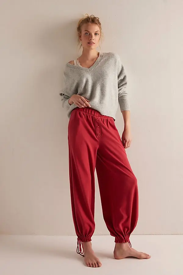 Free People Intimately Don't Look Back Lounge Pants - Deep Cherry
