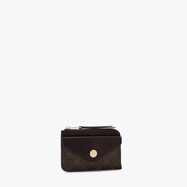 Tory Burch T Monogram Coated Canvas Envelope Zip Card Case