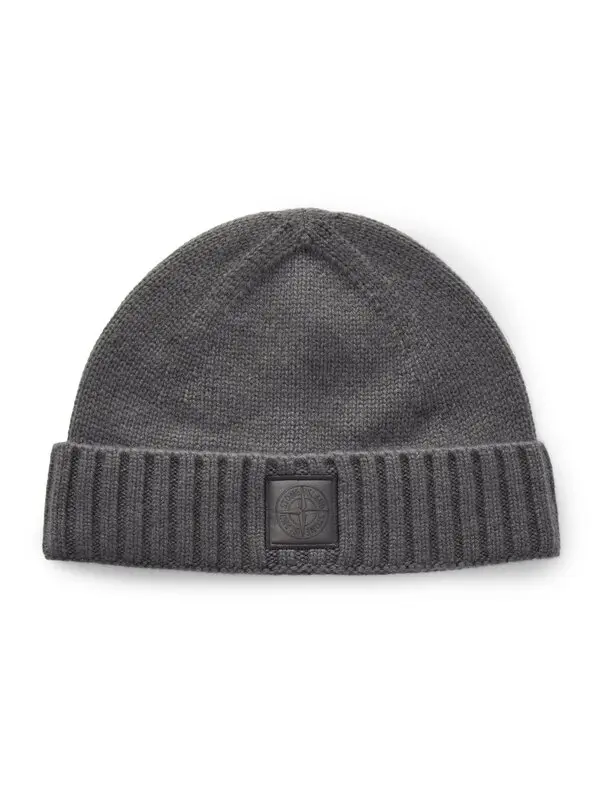 Stone Island Logo-appliquéd Cashmere Beanie - Gray