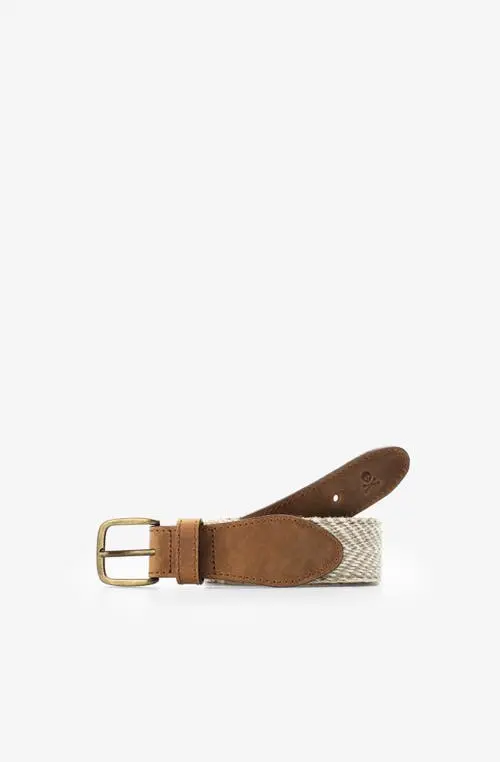 SCALPERS Jute Belt With Leather Details - Taupe