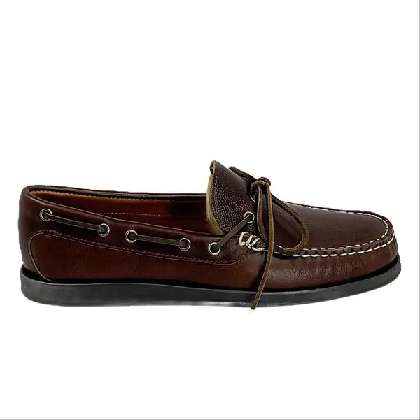 Quoddy Canoe Leather Shoe - Brown-pebble