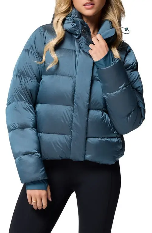 Columbia Amaze Puff™ Water Repellent 650 Fill Power Down Hooded Jacket - Everblue High Shine