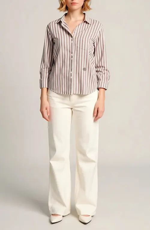 NELLE ATELIER The Chacha Petite Button Down Shirt - Chocolate Stripe
