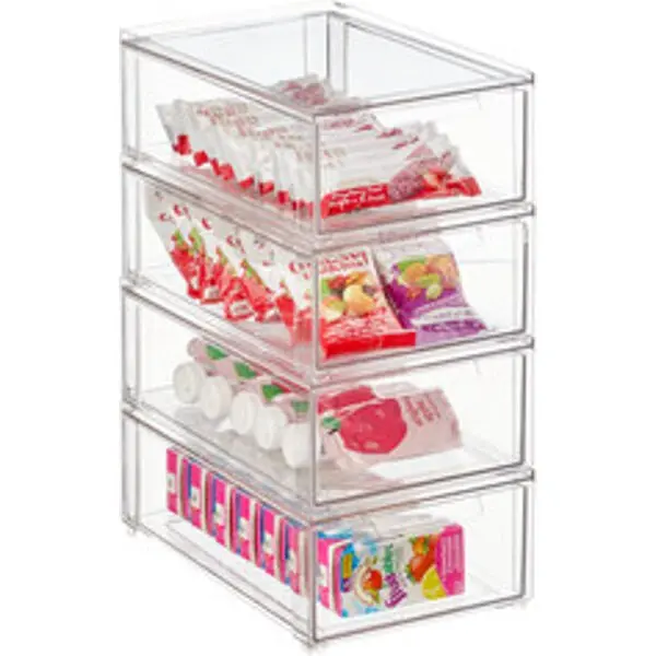MDESIGN Stackable Pull-out Sliding Storage Drawerset Of 4 - Clear