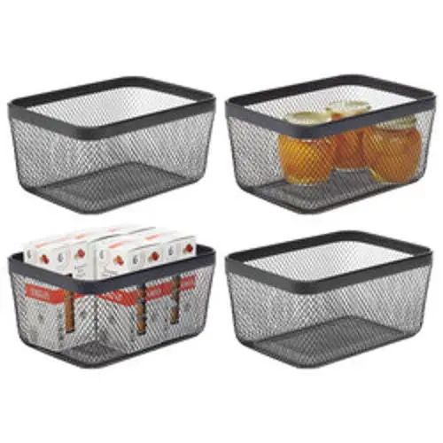 MDESIGN Metal Mesh Pantry Basket For Kitchen Storageset Of 4