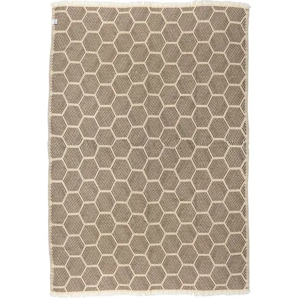 INFUSEZEN Hive Cotton Turkish Throw Blanket - Brown