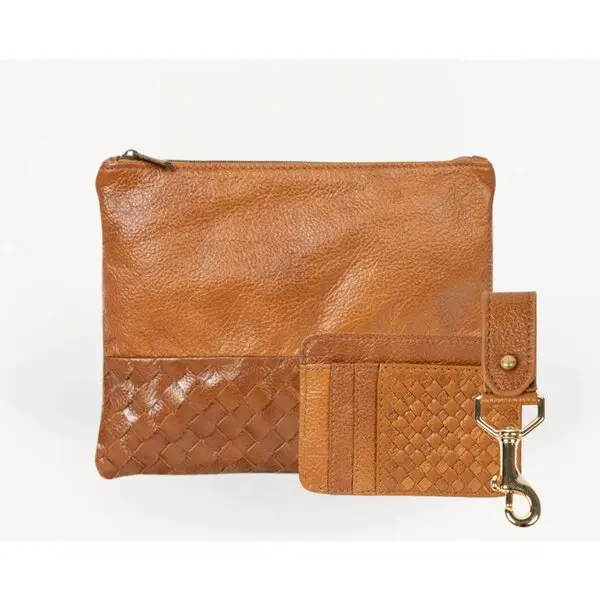 DEUX MAINS Large Pouch - Cognac