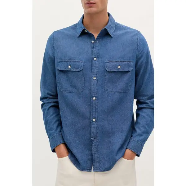 SCALPERS Coastal Denim Pockets Shirt - Blue Denim