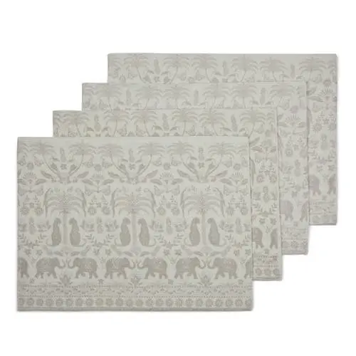 MAJKA Garden Of Eden Placematsset Of 4 - Seashell Gray & Dunes