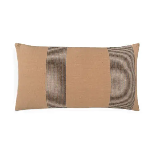 NAKI & SSAM Modern Simplicity Brown Pin-striped Lumbar Pillowcover Only - Brown/blue