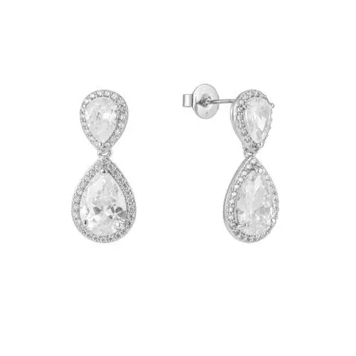 UNTAMED PETALS Aspen Pave Crystal Drop Earrings - Silver