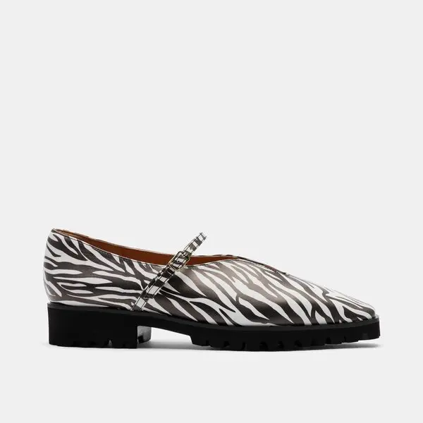 MARC NOLAN Roxie Leather Lug Mary Janes - Zebra