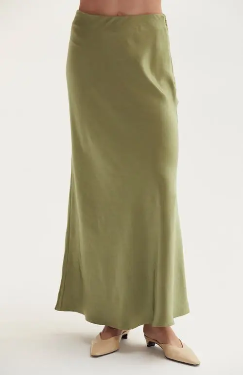 CRESCENT Crushed Satin Maxi Skirt - Eucalyptus