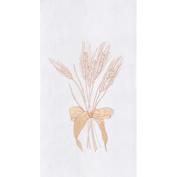 C&F HOME Autumn Fields Wheat Embroidered Cotton Flour Sack Dishtowel