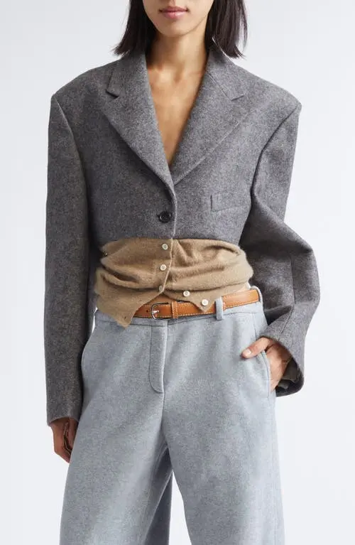 JULIE KEGELS Billy Mixed Media Wool Crop Blazer
