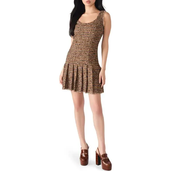 Steve Madden Avie Pleat Detail Tweed Mini Dress