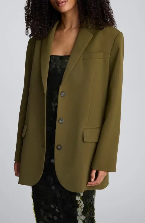 KENNETH COLE Three-button Boyfriend Blazer - Olive Green