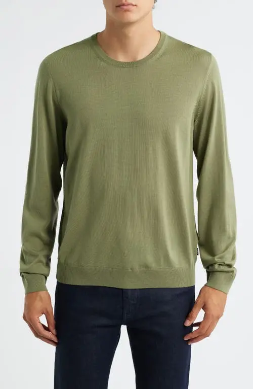 Hugo Boss Leno Wool Crewneck Sweater - Medium Green