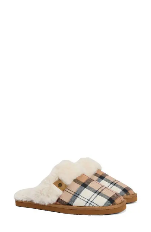 Barbour Claudia Faux Fur Lined Scuff Slipper - Hessian Tartan