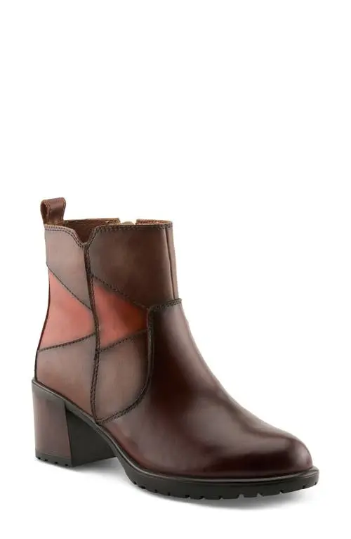 SPRING STEP SHOES Patchwork Leather Booties - Dark Brown Multi