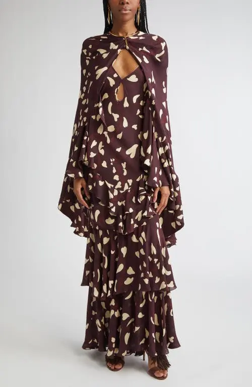 Johanna Ortiz Reinterpretation Heart Print Silk Maxi Dress