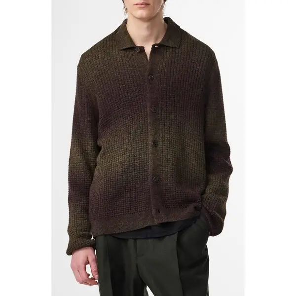 Nn07 Thor Gradient Bubble Stitch Cardigan - Dark Army