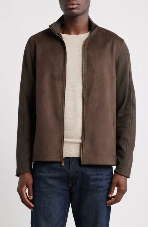 Johnston & Murphy Sueded Mixed Media Jacket - Brown