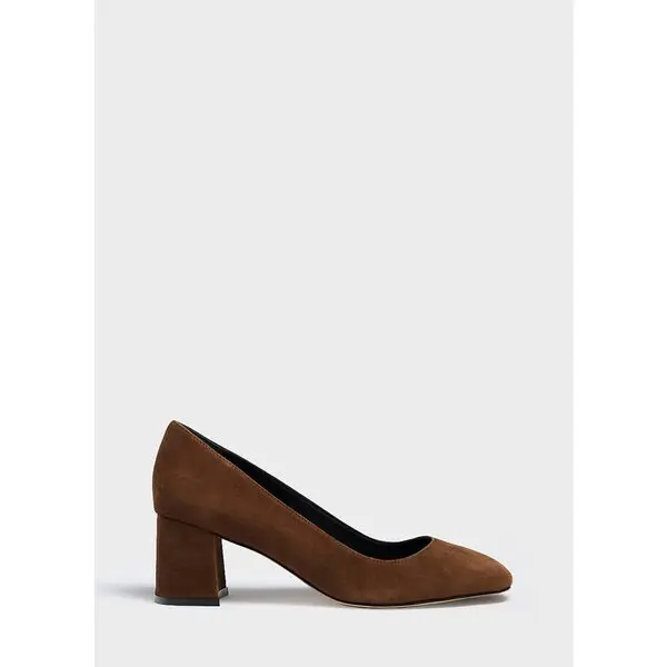 Marion Parke 60 Suede Block Heel Pumps - Mocha