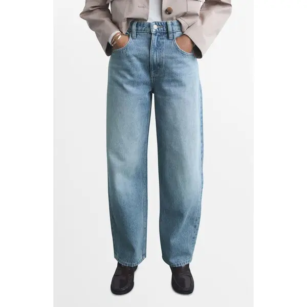 Mango High-waist Balloon Jeans - Medium Blue
