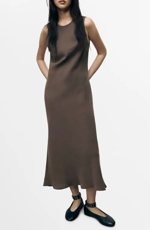 Mango Sleeveless Midi Dress - Brown