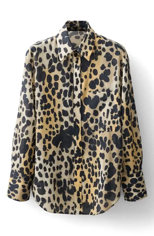 Mango Animal Spot Cotton Button-up Shirt