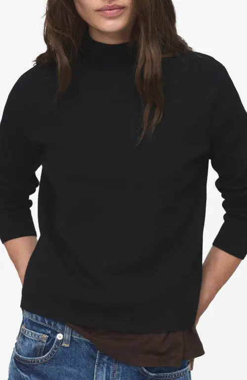 Mango Funnel Neck Relaxed Sweater - Black