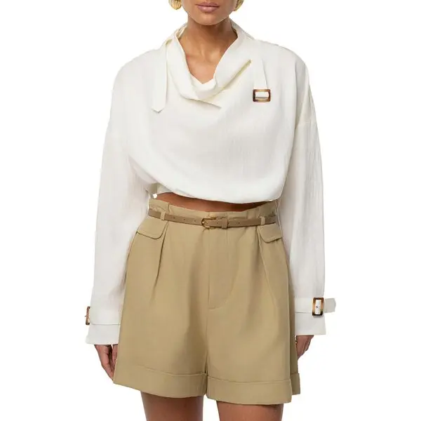 JLUXLABEL Wanderlust Long Sleeve Crop Top - Ivory