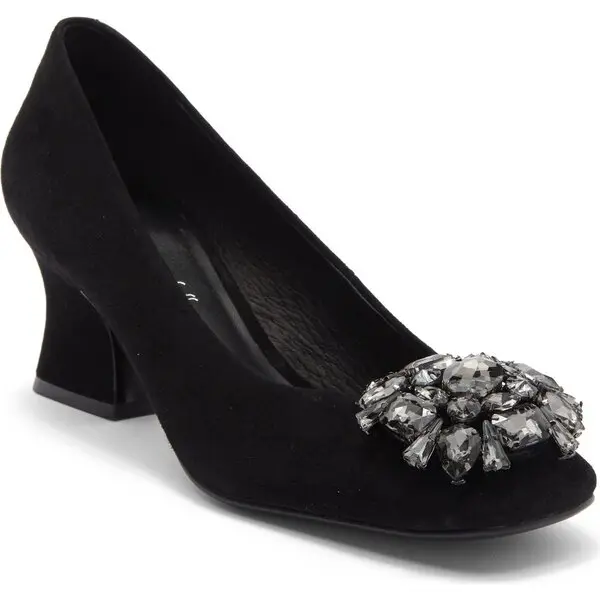 Jeffrey Campbell Panem Crystal Embellished Pump - Black Suede Pewter