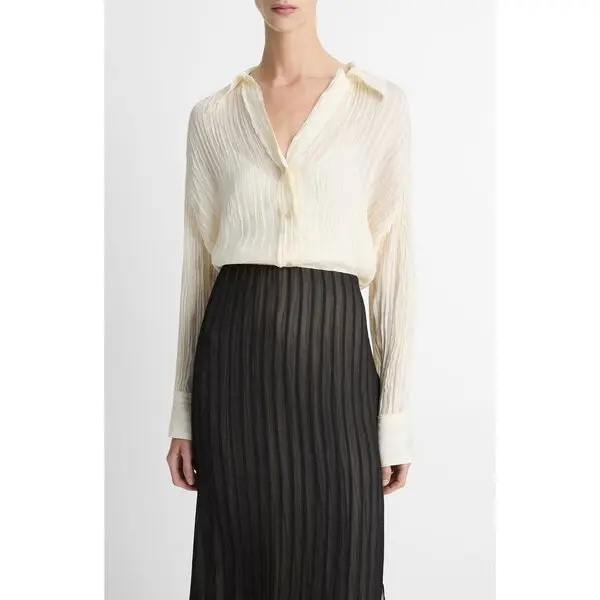Vince Crushed Stripe Button-up Shirt - Off White