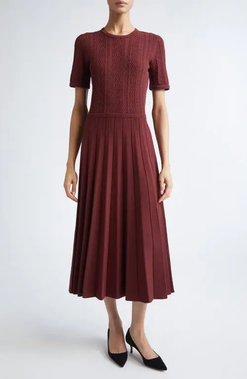 JASON WU Cable Stitched Knit Midi Dress - Medjool