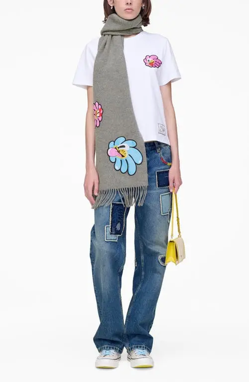 Marc Jacobs Daisy Appliqué Merino Wool Blend Scarf