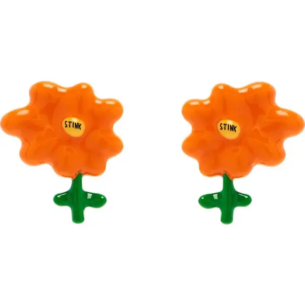 Marc Jacobs Stink Enamel Stud Earrings - Orange/silver