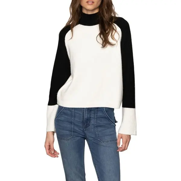 Sanctuary Color Block Mock Neck Sweater
