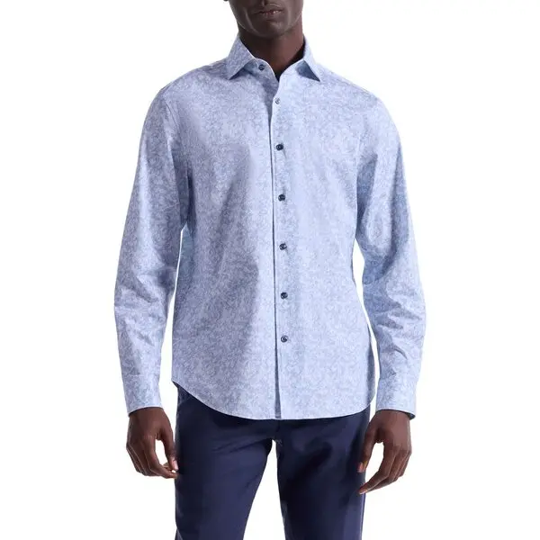 Bugatchi Devon Ooohcotton® Floral Button-up Shirt - Sky