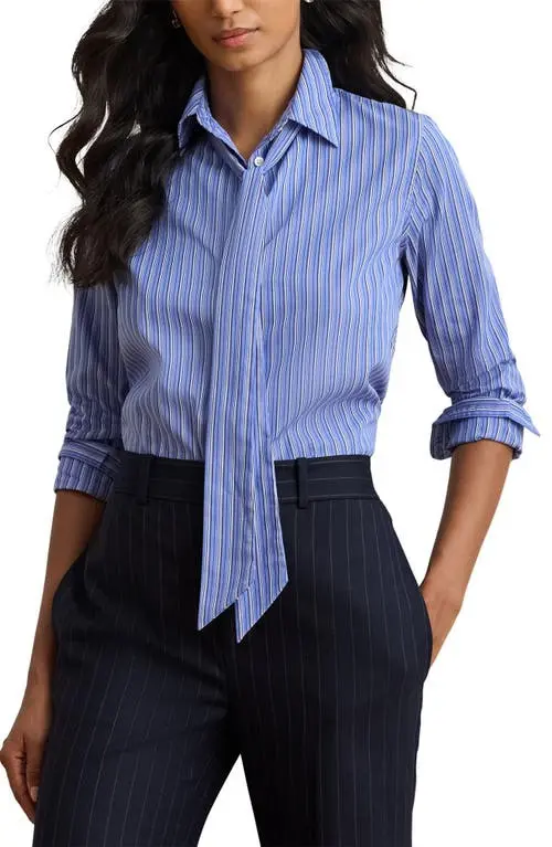 Ralph Lauren Stripe Cotton Button-up Shirt With Removable Tie