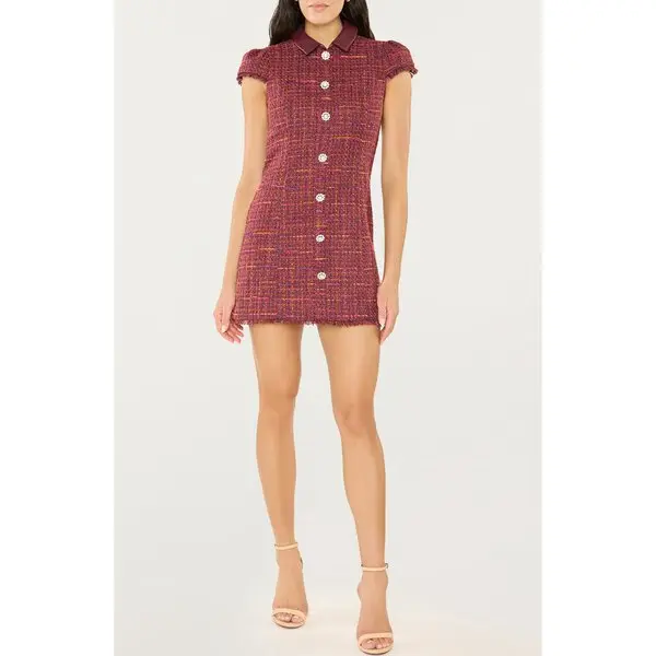 Likely Riello Fringe Tweed Mini Dress