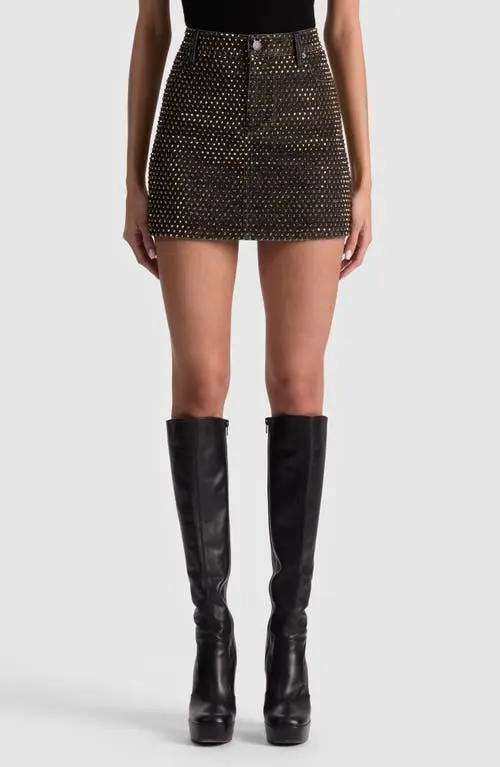 Alice + Olivia Joss Embellished Denim Miniskirt
