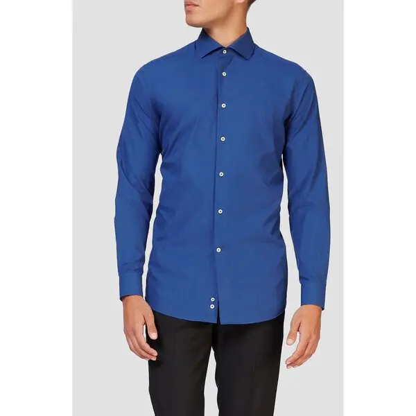 Opposuits Navy Royale Modern Tailored Fit Wrinkle Resistant Button-up Shirt - Blue