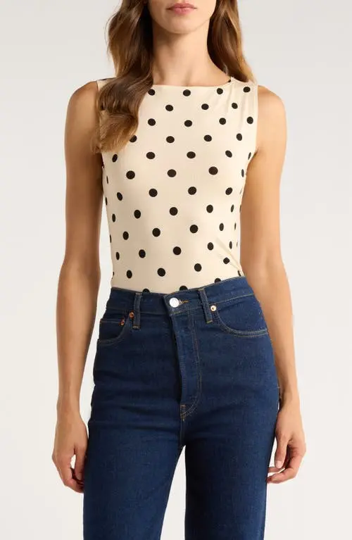 REFORMATION Dusk Sleeveless Knit Top - Sundae Dot