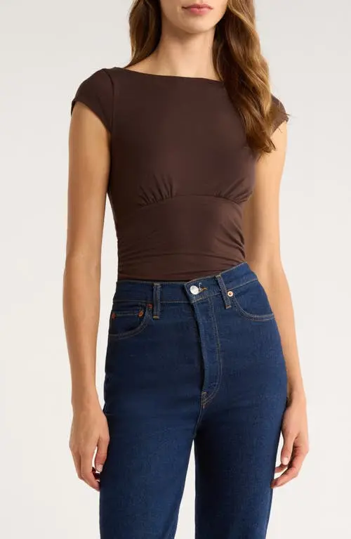 REFORMATION Madelyn Ruched Knit Top - Mole