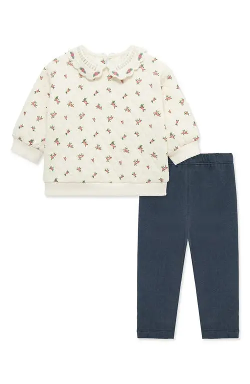 LITTLE ME Rose Collared Sweatshirt & Leggings Set