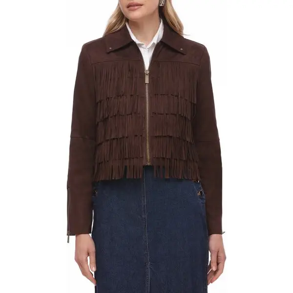 Bagatelle Faux-suede Fringe Jacket