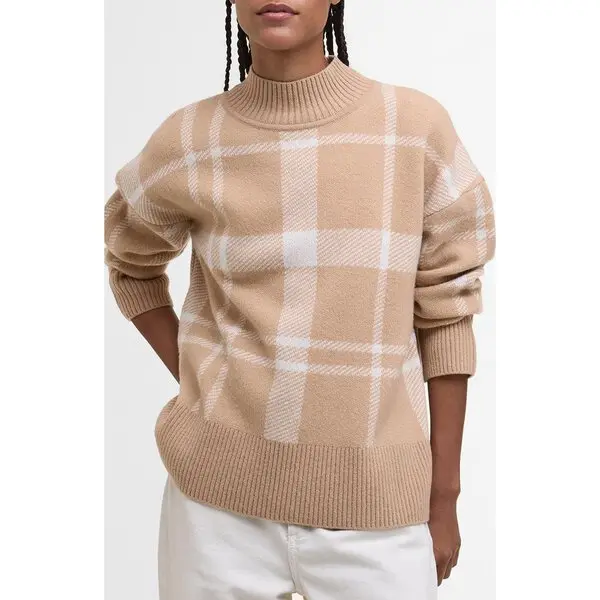 Barbour Harriet Plaid Wool-blend Sweater - Pale Camel