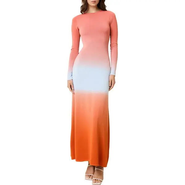 Solid & Striped The Dora Ombré Colorblock Knit Maxi Dress - Ombre Peachy Keen